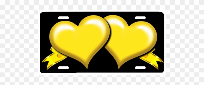 Yellow Heart With Ribbons - White Ribbon - Free Transparent PNG Clipart ...