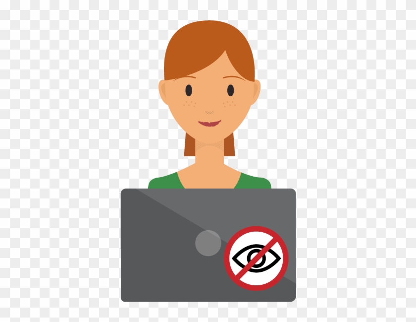 Woman Browsing On Computer Anonymously - Cartoon - Free Transparent PNG ...