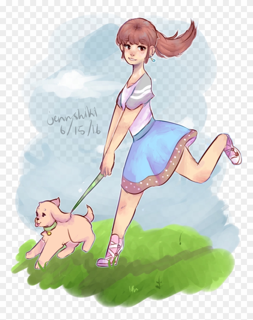 Dog Walking By Jennshiki - Cartoon - Free Transparent PNG Clipart ...