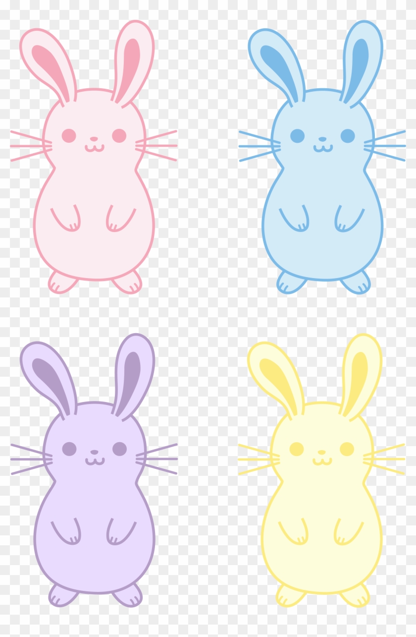 Set Of Four Cute Easter Bunnies - Adorable Easter Bunny Cartoon - Full ...