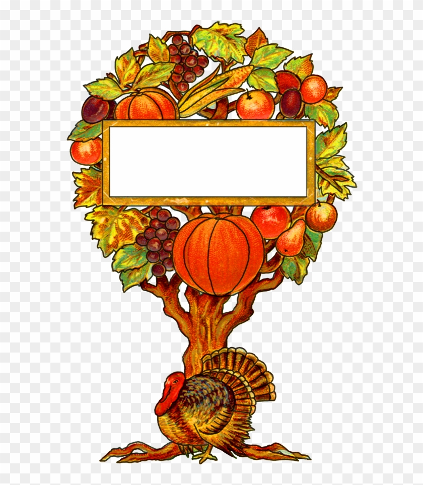 Thanksgiving Tree With Turkey And Fruits - Thanksgiving - Full Size PNG ...