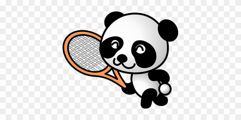 Panda Sportive Animal Sports Tennis Racque - Cartoon Panda Eating ...