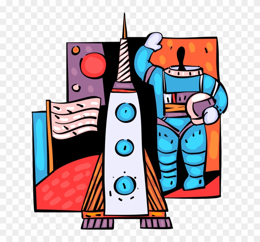 Vector Illustration Of Astronaut Space Explorer Waves - Vector ...
