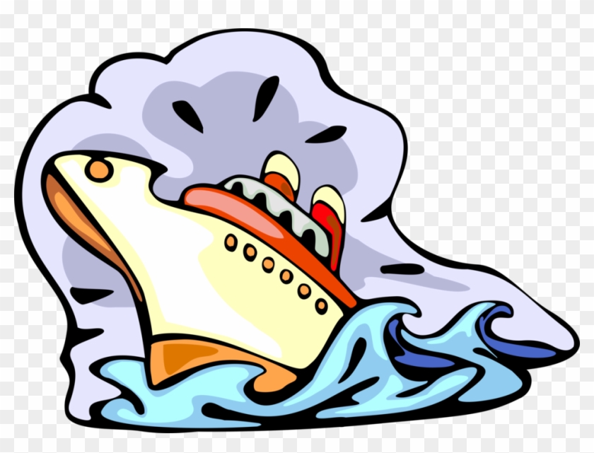 Vector Illustration Of Cruise Ship Or Ocean Liner Passenger - Vector ...