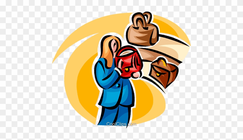 Woman Shopping For A New Purse Royalty Free Vector - Cartoon - Full ...