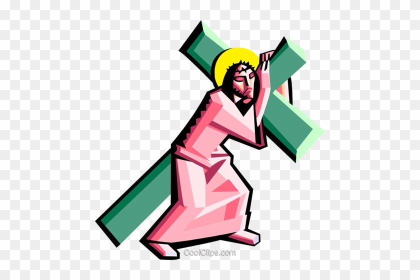 Jesus Carrying The Cross Royalty Free Vector Clip Art - Jesus Carrying ...