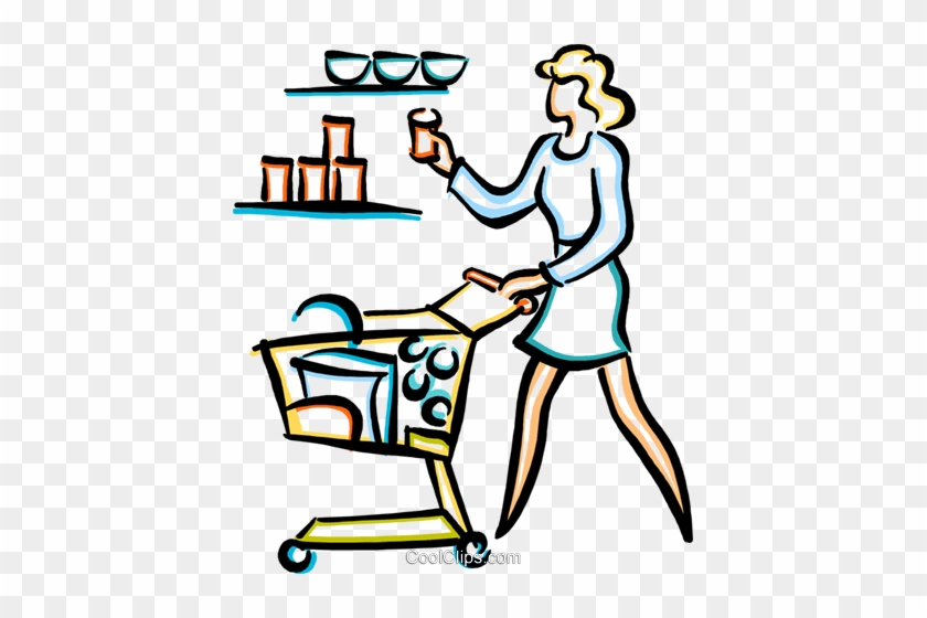 Woman Food Shopping Royalty Free Vector Clip Art Illustration - Woman Food Shopping Royalty Free ...