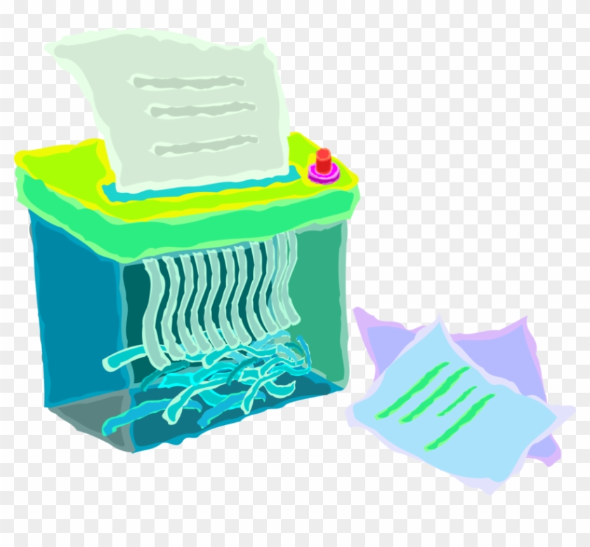 Vector Illustration Of Office Paper Shredder Destroys - Vector ...