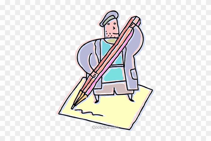 Man With A Pencil Writing A Letter Royalty Free Vector - Writing - Full ...
