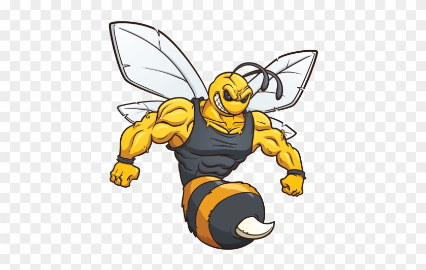 Printed Vinyl Bee Wasp - Body Builder Bees - Full Size PNG Clipart ...