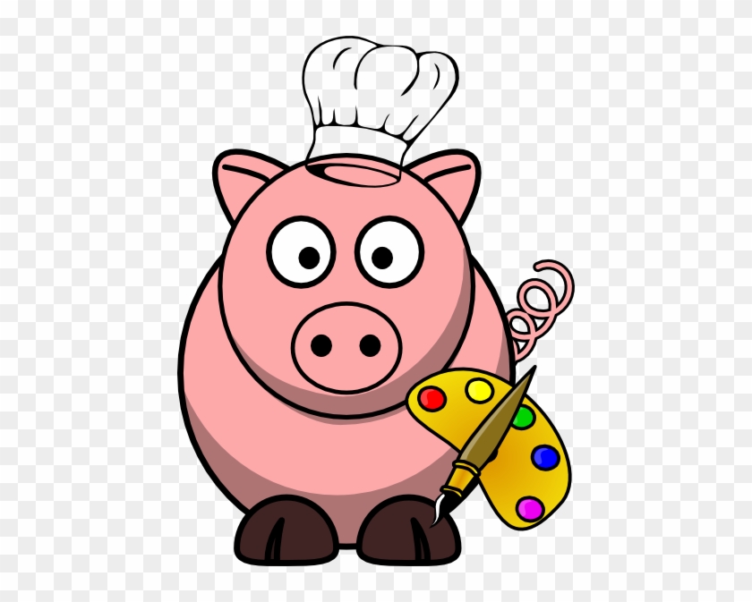 Pig With Palette Clip Art At Clker - Clipart Of Cartoon Animals - Full ...