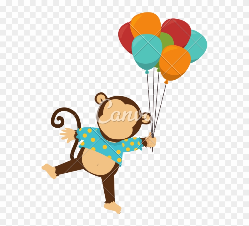 Circus Monkey With Balloons Vector - Vector Graphics - Full Size PNG ...