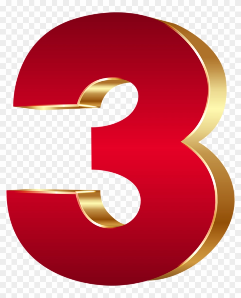 3d Number Three Red Gold Png Clip Art Image - Clipart Number Three ...
