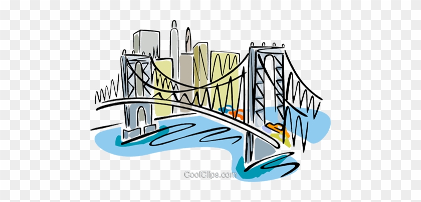 Bridge With A Cityscape Royalty Free Vector Clip Art - Bridge - Full ...