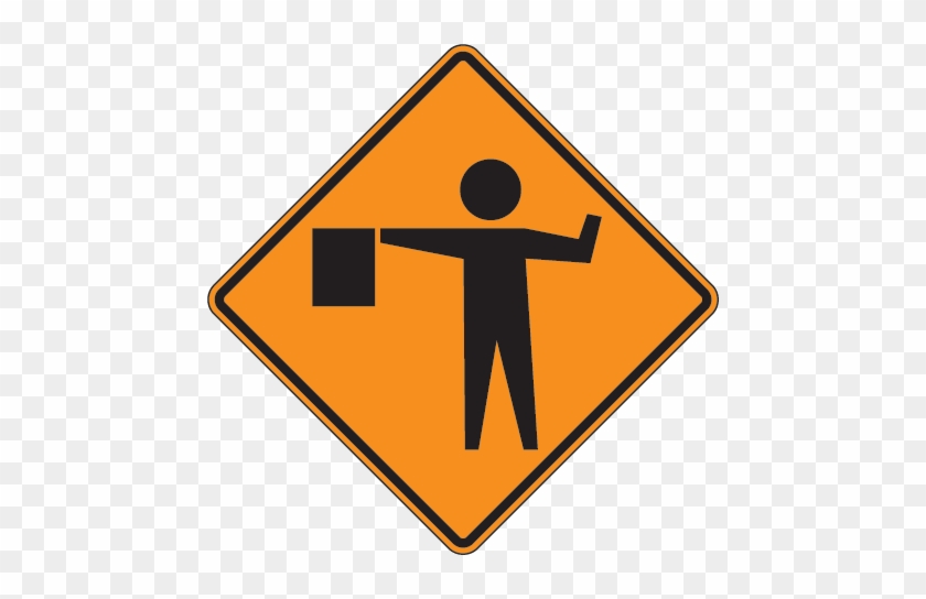 Traffic Signs - Flagger Ahead Sign - Full Size PNG Clipart Images Download