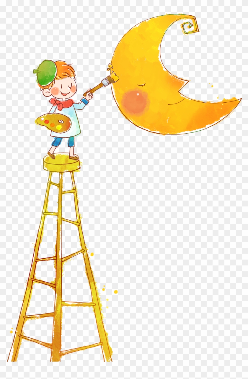 Ladder Moon Painting Class - Ladder Moon Painting Class - Full Size PNG ...