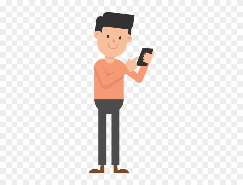 Man Looking At Phone Cartoon Vector - Man With Phone Vector Png - Full ...