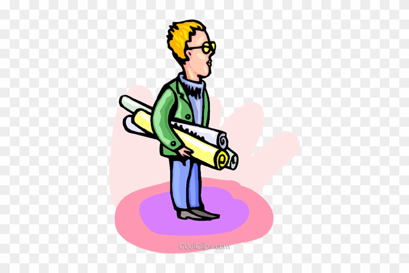 Man Holding Plans Royalty Free Vector Clip Art Illustration - Man ...