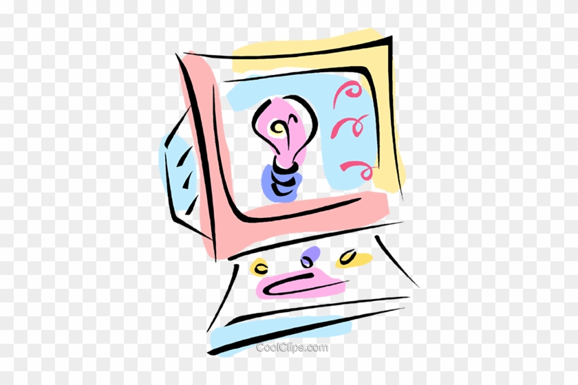 Computer Screen With Idea Light Bulb Royalty Free Vector - Computer ...