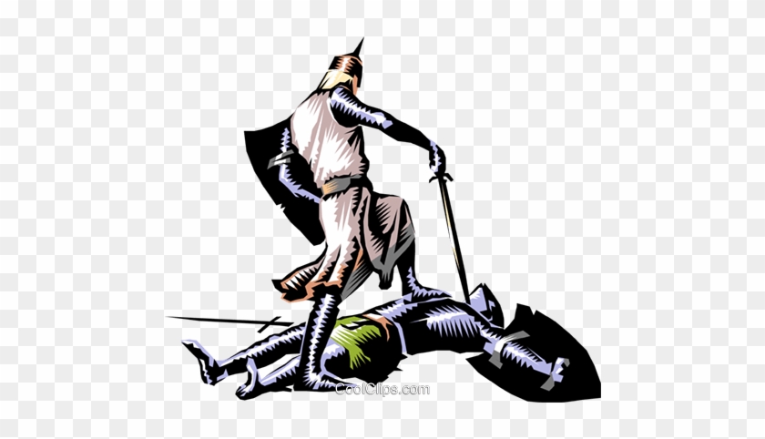 Knights In Battle Royalty Free Vector Clip Art Illustration - Medieval ...