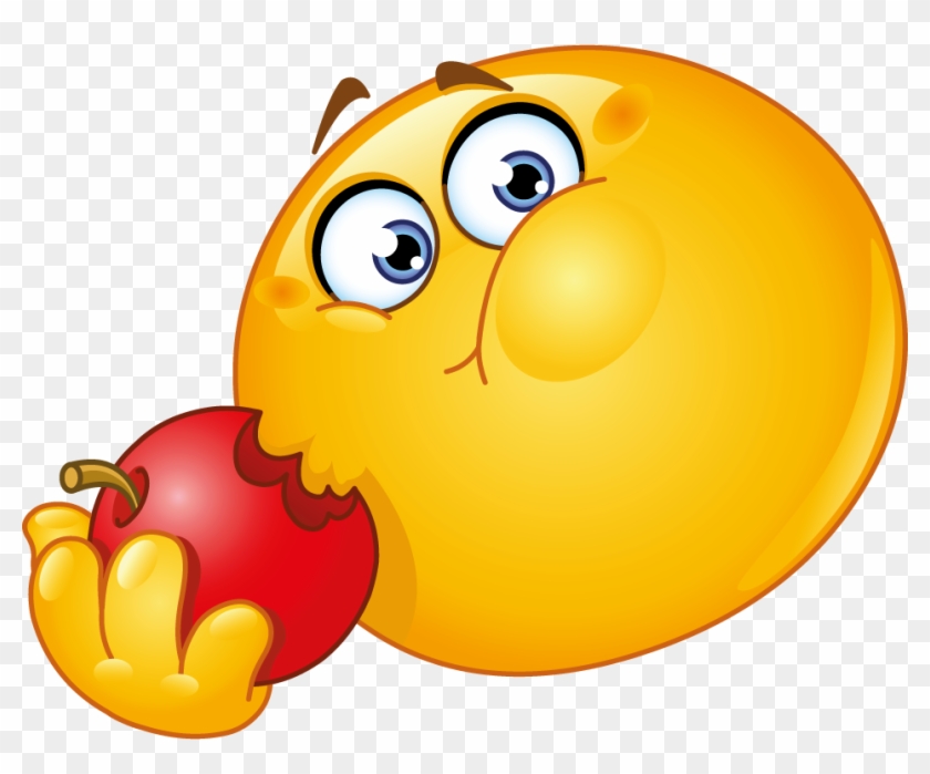 Emoji Eating Apple - Full Size PNG Clipart Images Download
