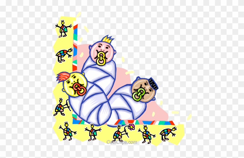 Three Newborn Babies Royalty Free Vector Clip Art Illustration ...