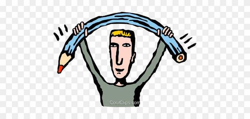 Man Bending A Pencil Royalty Free Vector Clip Art Illustration - Man ...