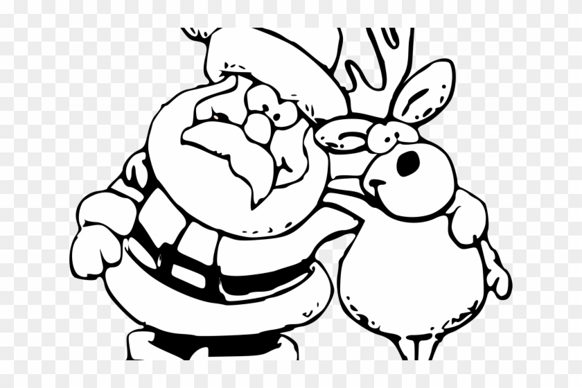 Santa Coloring Clip Art With Clipart And Reindeer Page - Santa Coloring ...