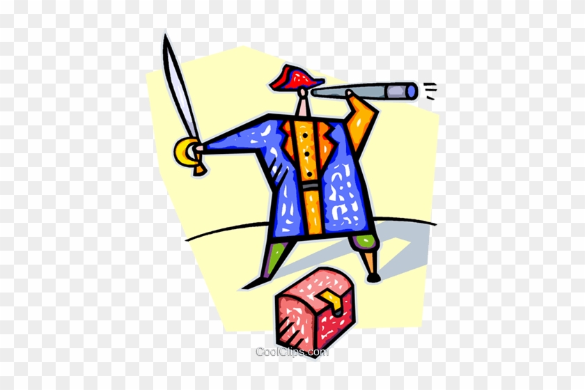 Pirate Looking Through His Telescope Royalty Free Vector - Pirate ...