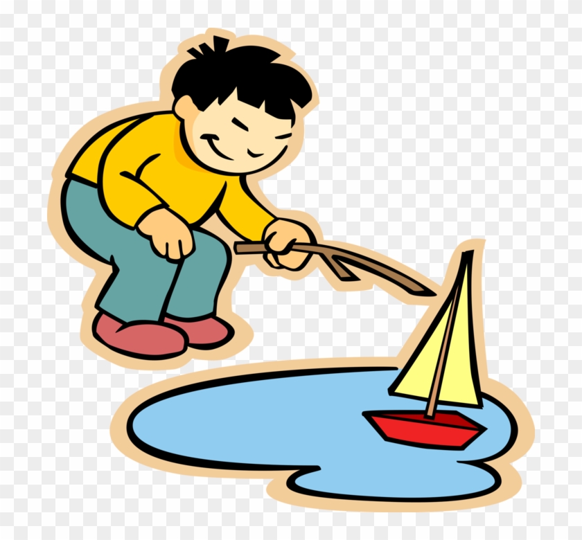Boy Sailing Boat Royalty Free Vector Clip Art Illustration - Boy ...