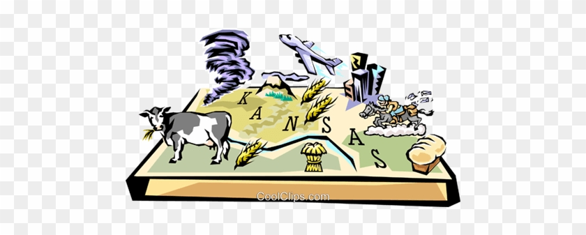 Kansas Vignette Map Royalty Free Vector Clip Art Illustration - Kansas ...