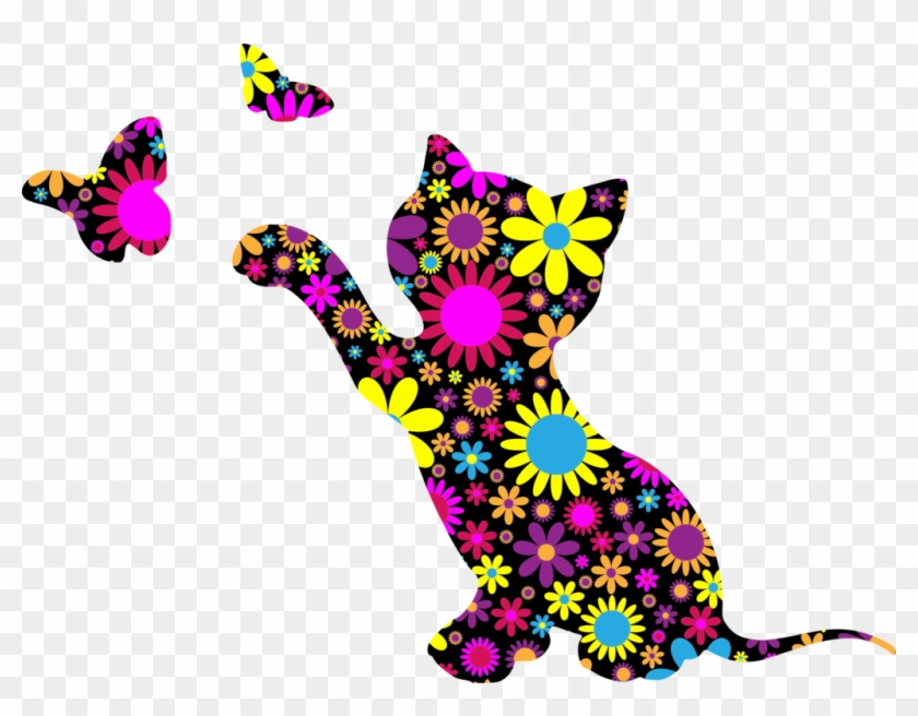 Cat Clipart Floral 1 Clip Art Rainbow - Cat Clipart Floral 1 Clip Art ...