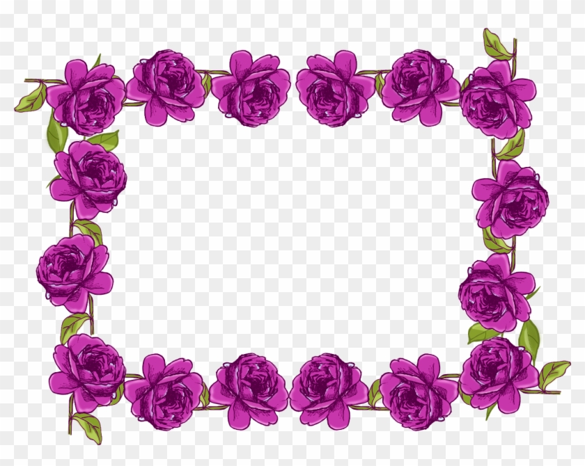 Free Digital Purple Rose Frame - Violet Flower Border Design - Full ...