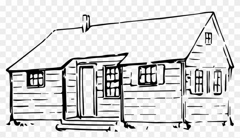 Drawing Cottage Log Cabin House Line Art - Drawing Cottage Log Cabin ...