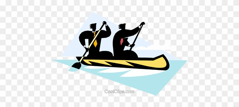 Businessmen Paddling A Canoe Royalty Free Vector Clip - Businessmen ...