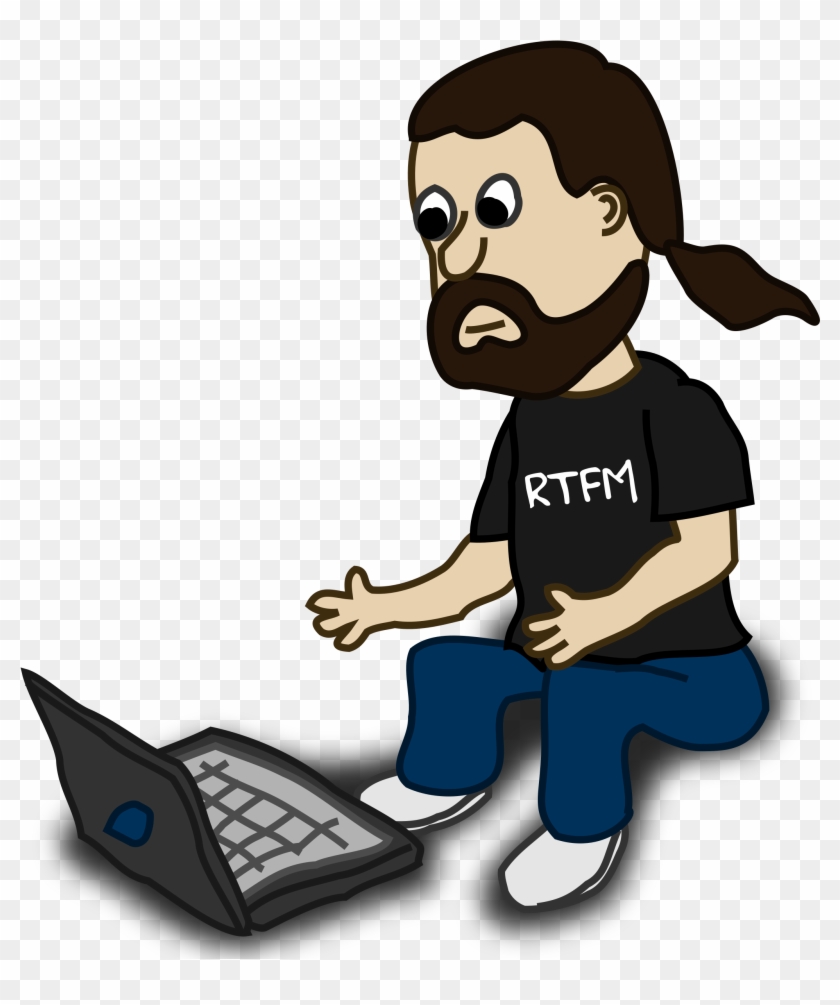 Person At Computer Cartoon - Man On Laptop Cartoon - Full Size PNG ...