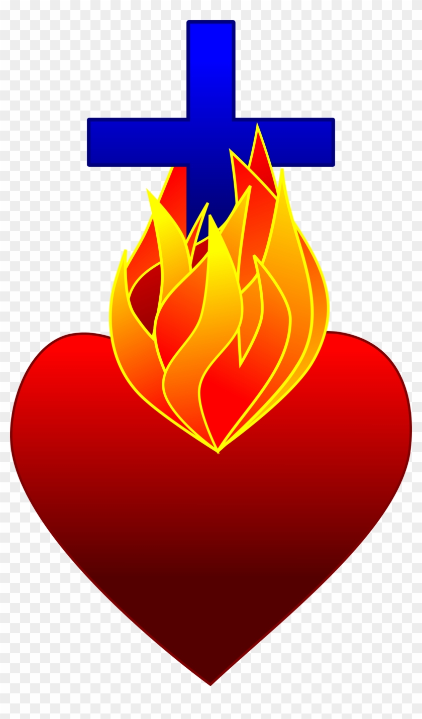 Clipart - Jesus Heart On Fire - Full Size PNG Clipart Images Download