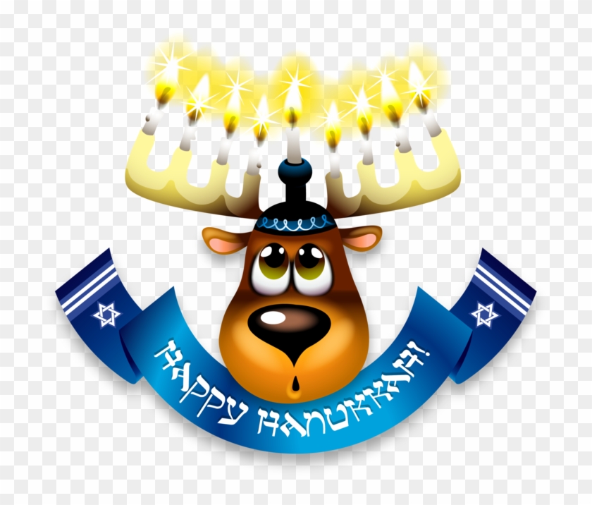 Moose Head With Menorah And Happy Hanukkah Banner - Moose Head With ...