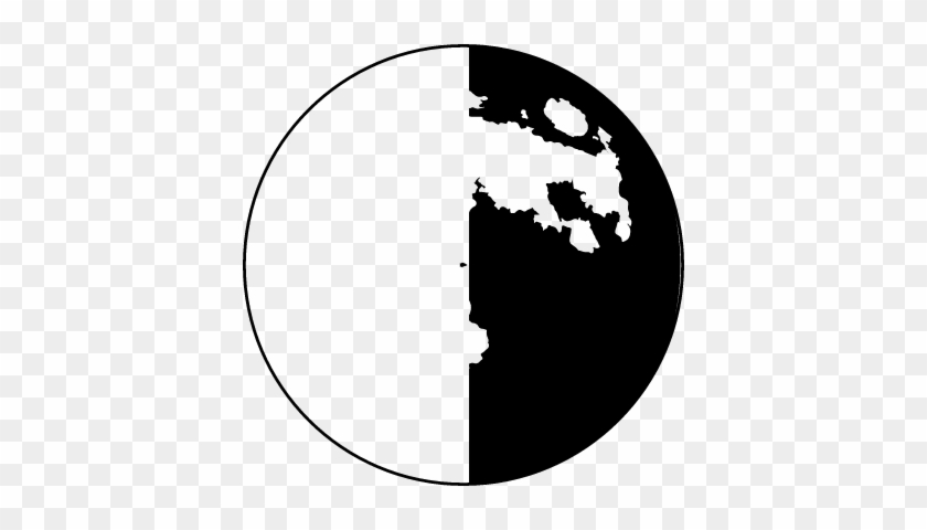 Half Moon Phase Symbol Vector - Moon Black And White Craters - Full ...