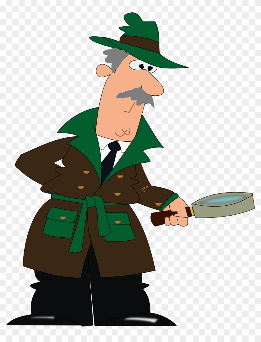Clipart,detective With Magnifying Glass In The Drawn - Transparent ...