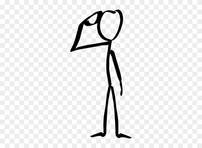 Stickyman Military Salute - Stick Figure Thinking - Full Size PNG ...