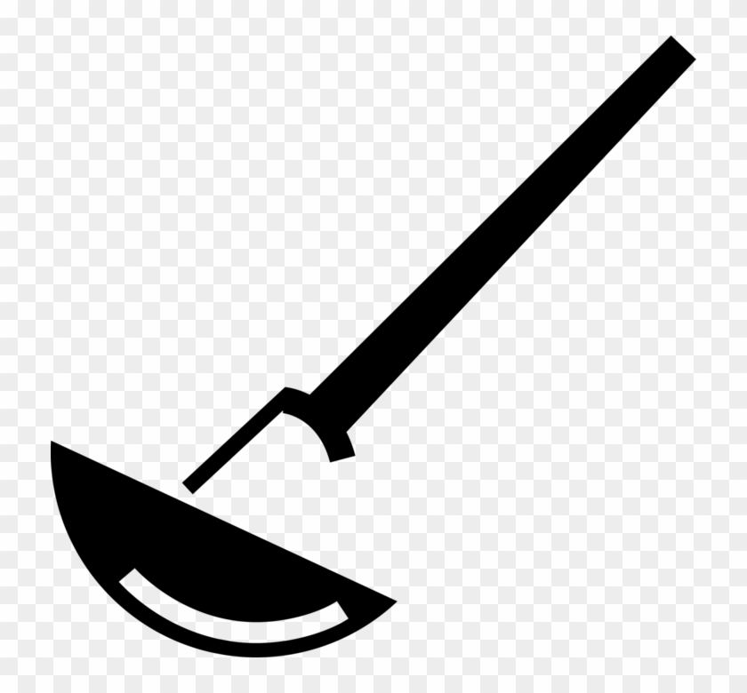 Vector Illustration Of Garden Hoe Breaks The Surface - Vector ...