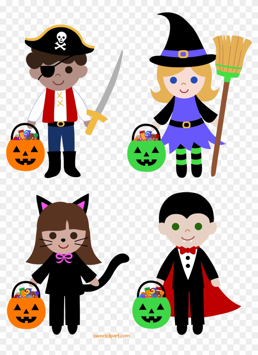 Halloween Kids Clipart - Clip Art Halloween Trick Or Treaters - Full ...