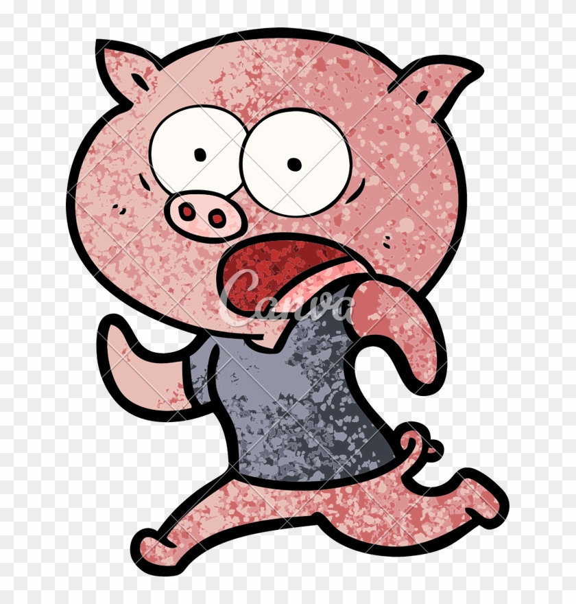 Cartoon Pig Running Away - Cartoon Pig Running Away - Full Size PNG ...
