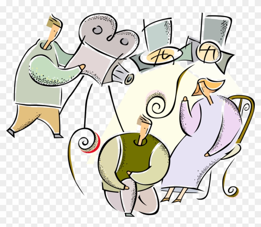 Vector Illustration Of Hollywood Filmmakers Filming - Cartoon - Full ...