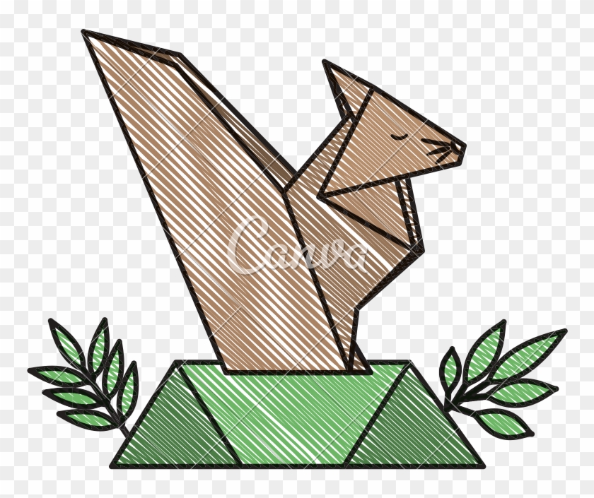 Chipmunk Origami Paper In The Field - Origami Paper - Full Size PNG ...