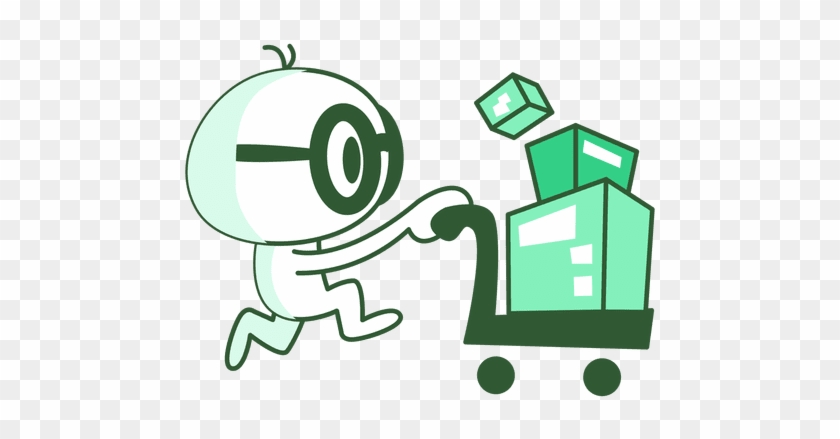 Man Pushing Delivery Cart Transparent Background - Man Pushing Delivery ...