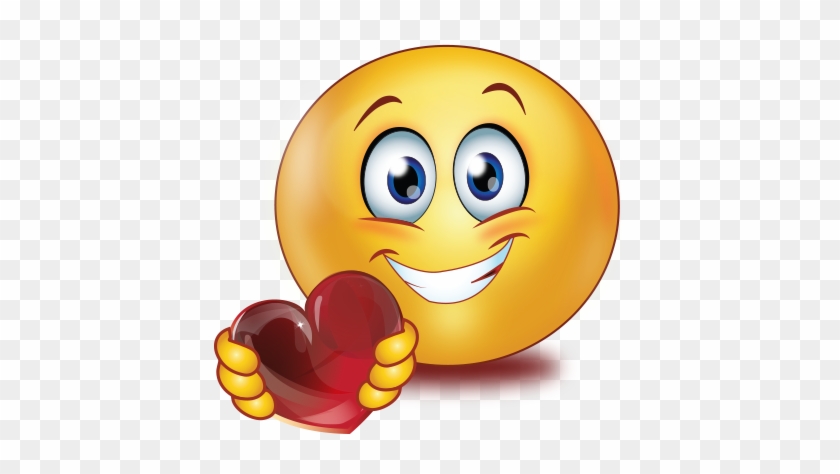 Holding Heart Smiley Emoji Sticker - Smiley - Full Size PNG Clipart ...