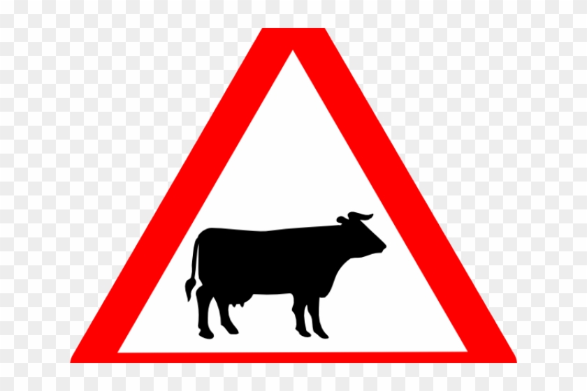 Cow Clipart Sign - Cattle Road Sign - Full Size PNG Clipart Images Download