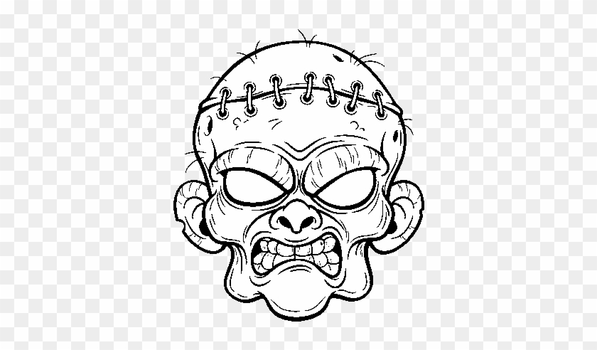 Zombie Face Coloring Page - Dibujos De Halloween De Zombies - Full Size ...